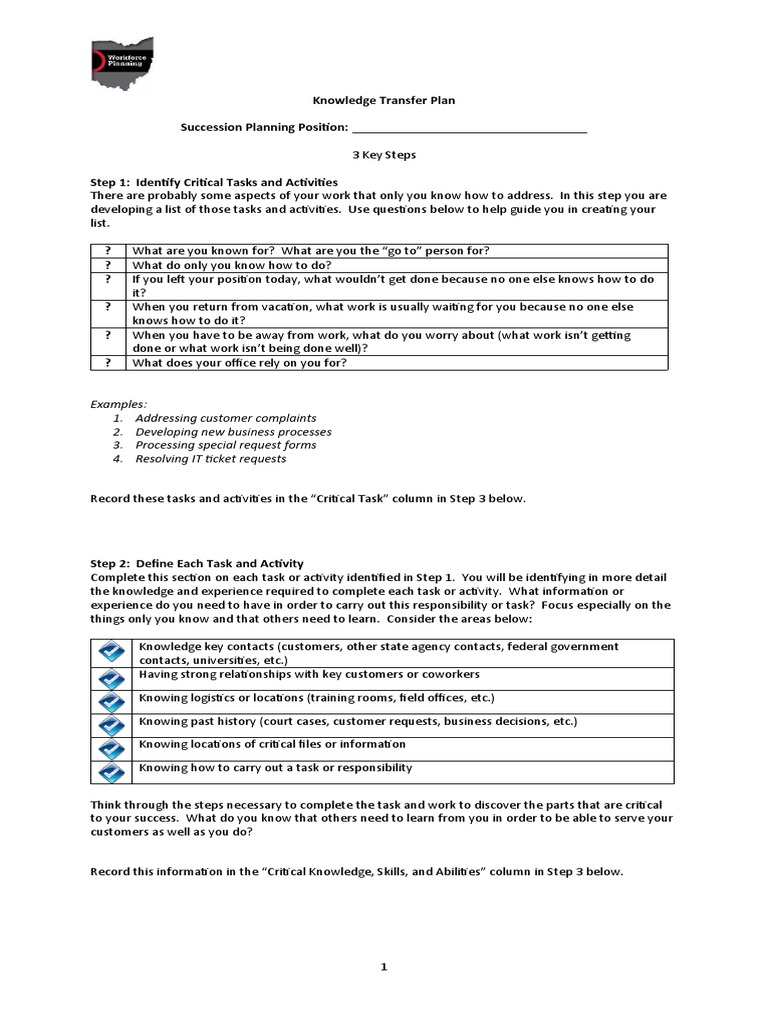 Role Transition Plan Template | PDF | Expert | Knowledge