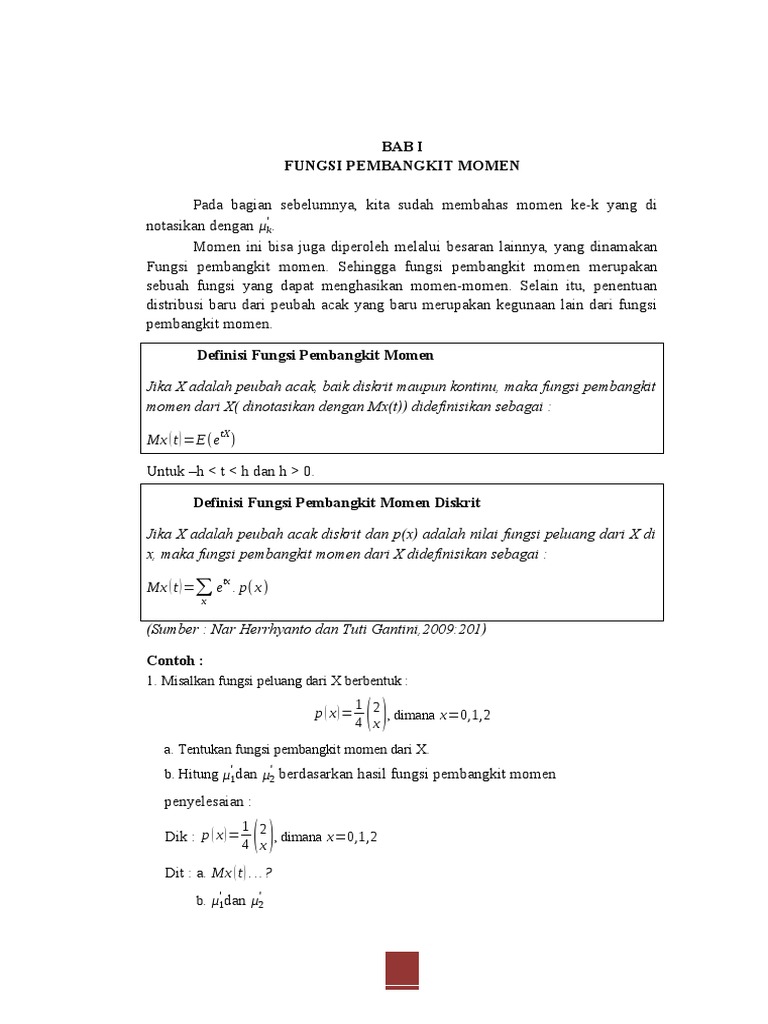 Fungsi Pembangkit Momen | PDF