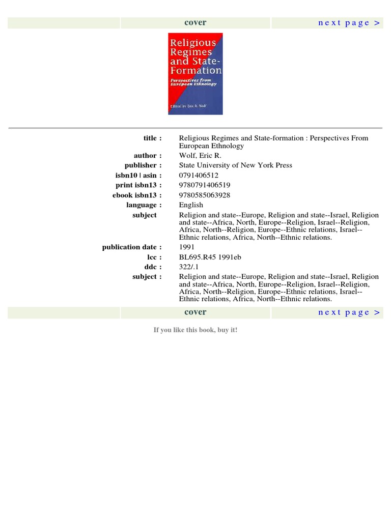 Eric R. Wolf-Religious Regimes and State Formation | PDF | Medjugorje ...