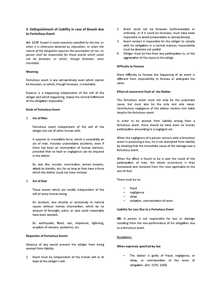 Fortuitous Events | PDF | Negligence | Comparative Law
