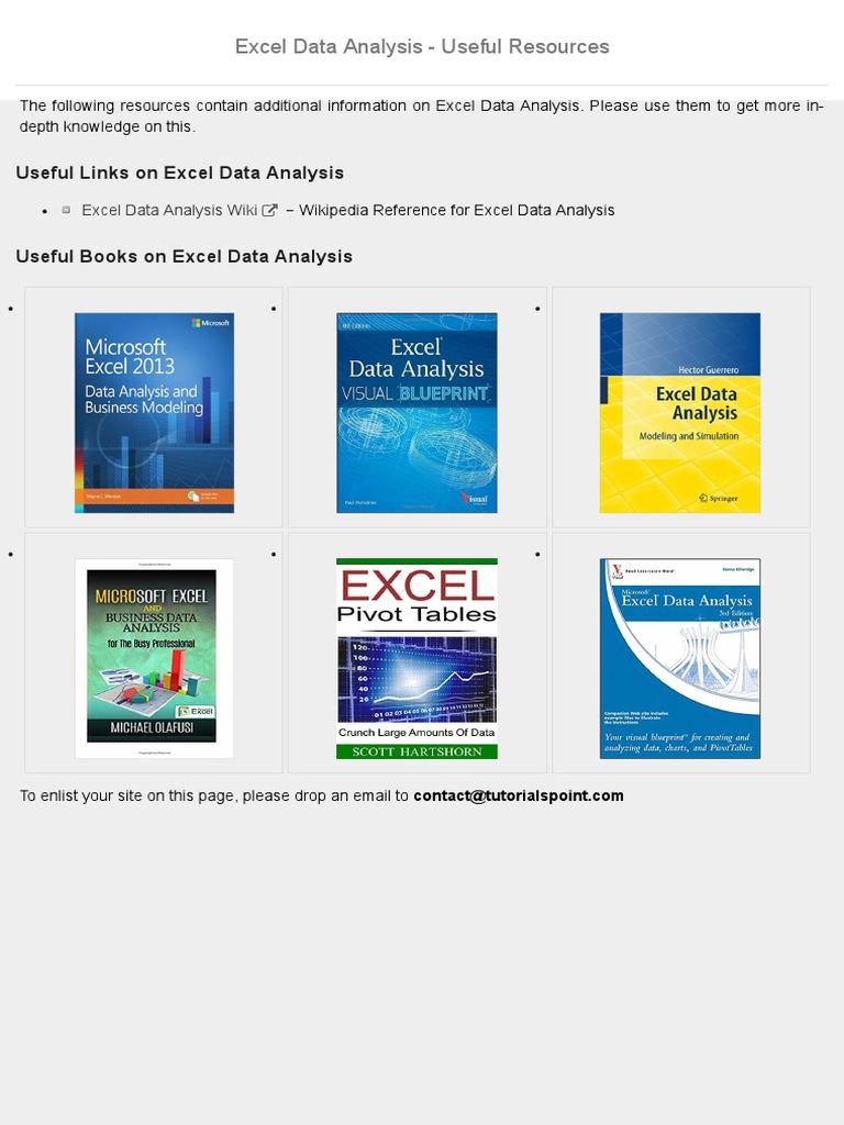 Essential Resources for Gaining a Deeper Understanding of Excel Data Analysis Techniques | PDF