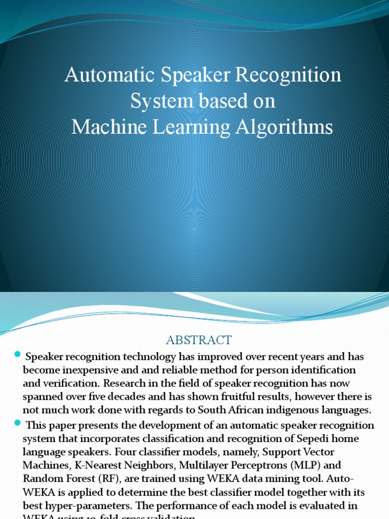Automatic Speaker Recognition System Based On Machine Learning Algorithms | PDF | Machine ...