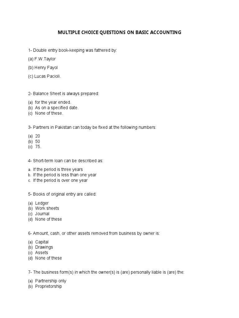 Basic Accounting Test | PDF | Debits And Credits | Expense