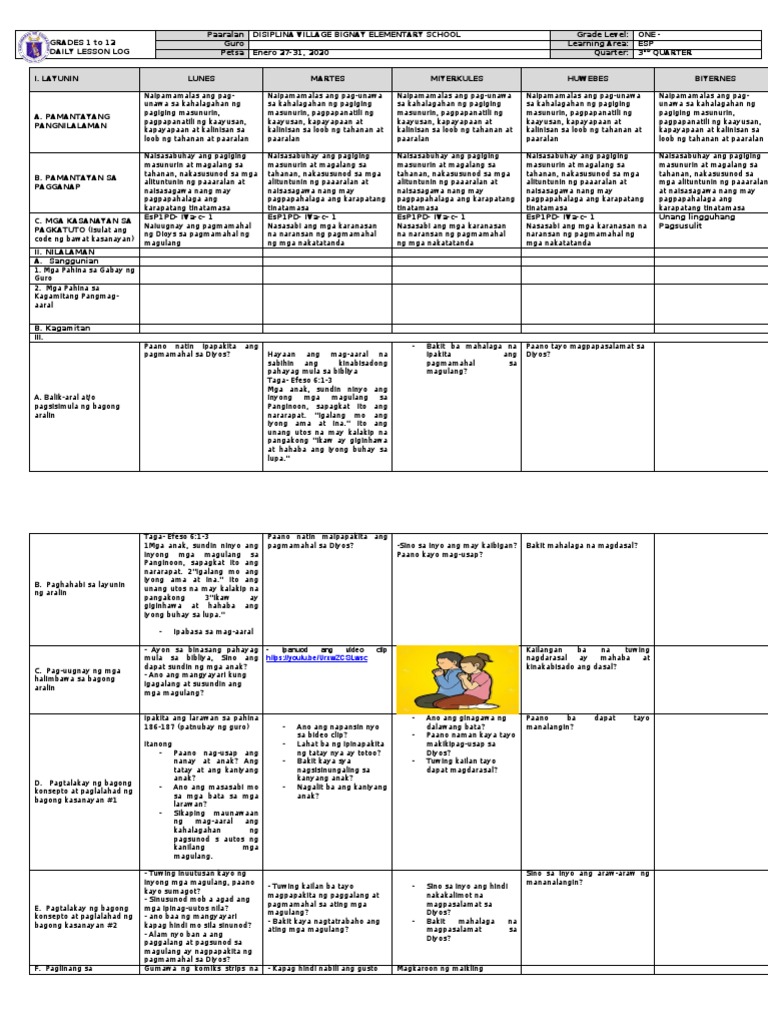 DLL ESP Q4 - Week 2 - Enero 27-31 | PDF