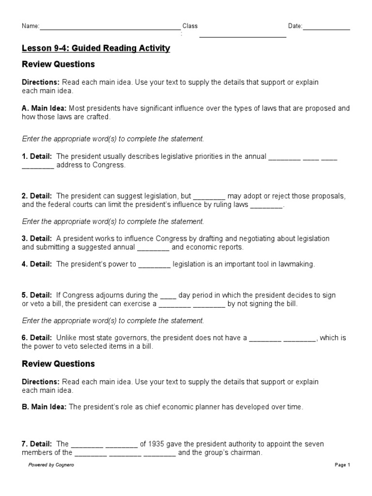 Lesson - 9 - 4 - Guided - Reading - Activity 2 | PDF | Veto | United ...