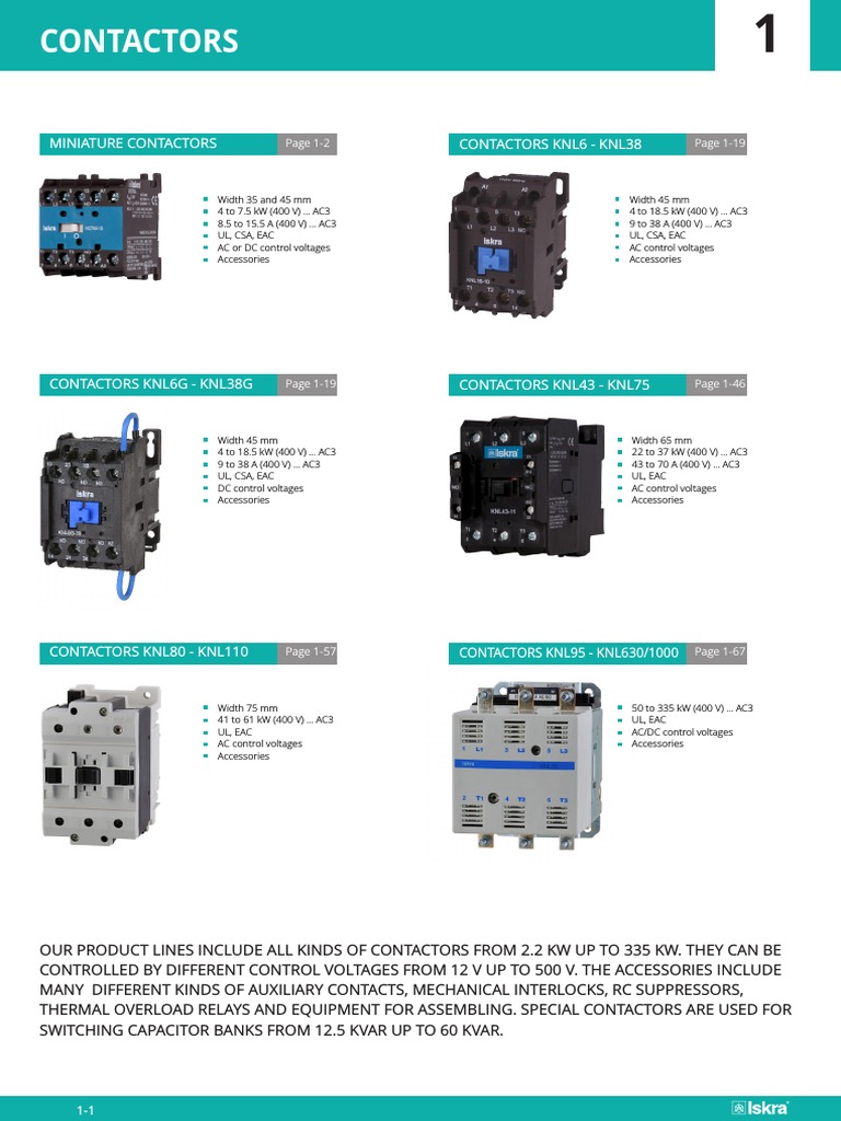 Industrial Contactors Guide | PDF | Relay | Alternating Current