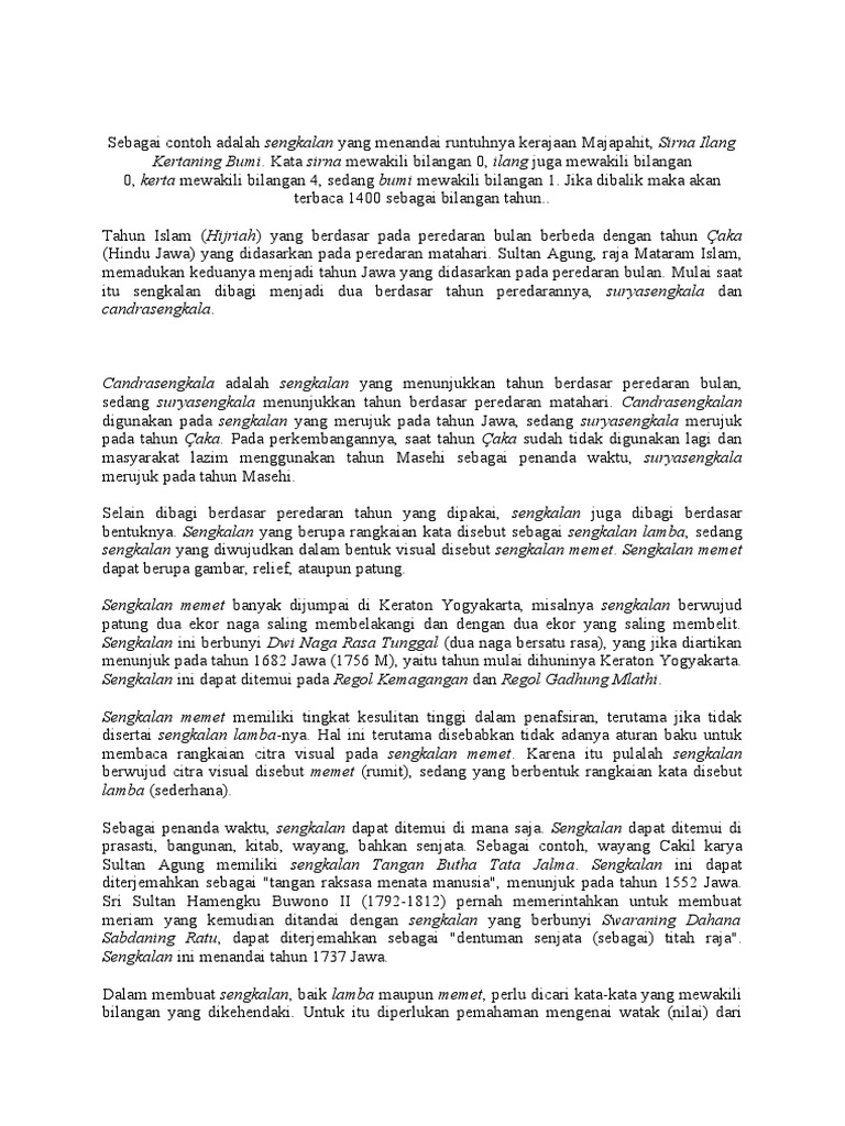 Sengkalan: Penanda Waktu dalam Budaya Jawa | PDF