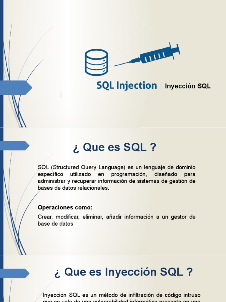 Inyeccion SQL | PDF | SQL | Datos