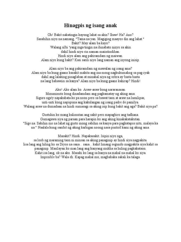 Hinagpis NG Isang Anak | PDF