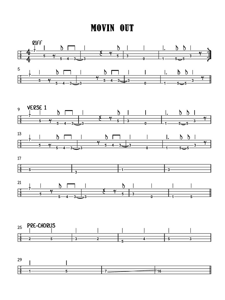 Movin Out Basso | PDF | Song Structure | Musical Forms