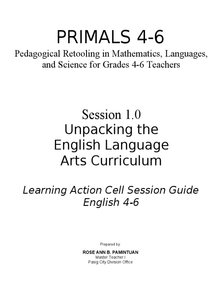 Unpacking The English Language Arts Curriculum | Download Free PDF ...