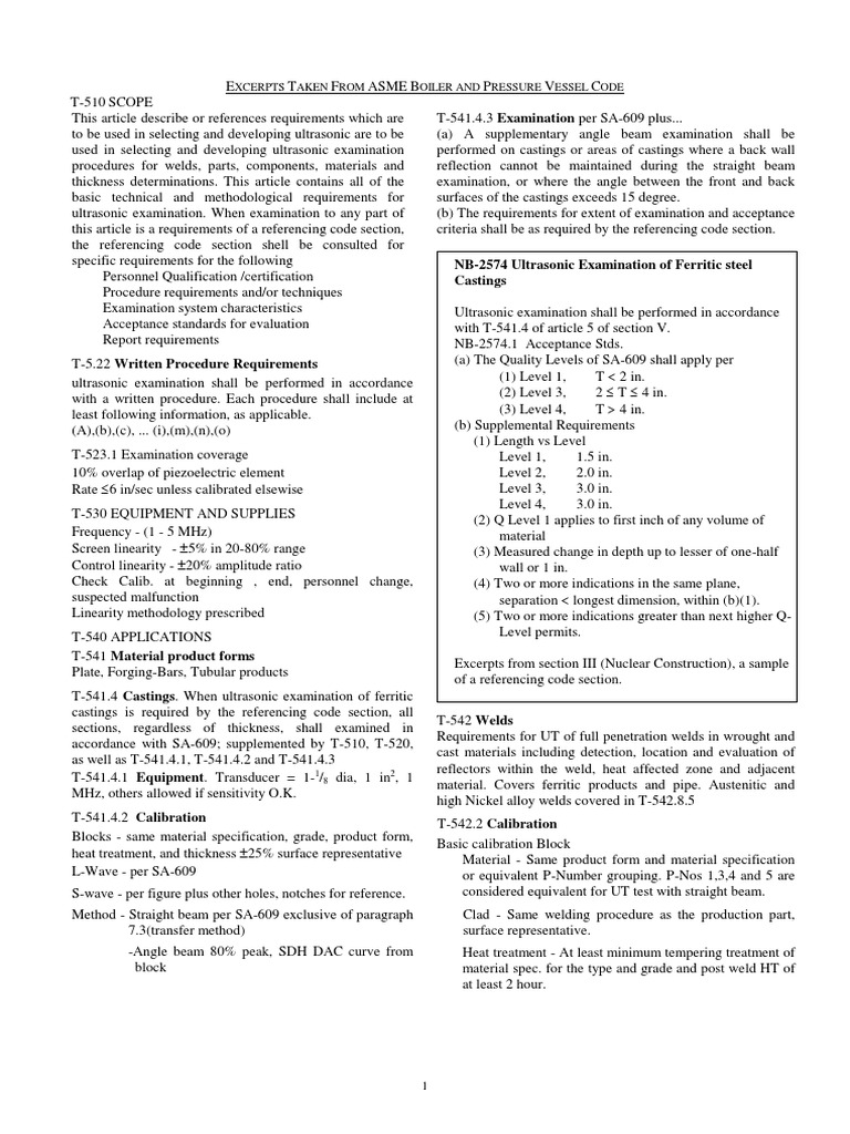 Excerpts Taken From Asme Boiler and Pressure Vessel Code | PDF ...