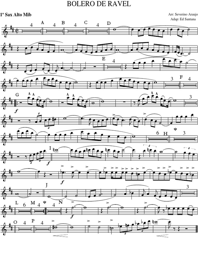 Ravel - Bolero - Partitura Sax Alto Mib | PDF