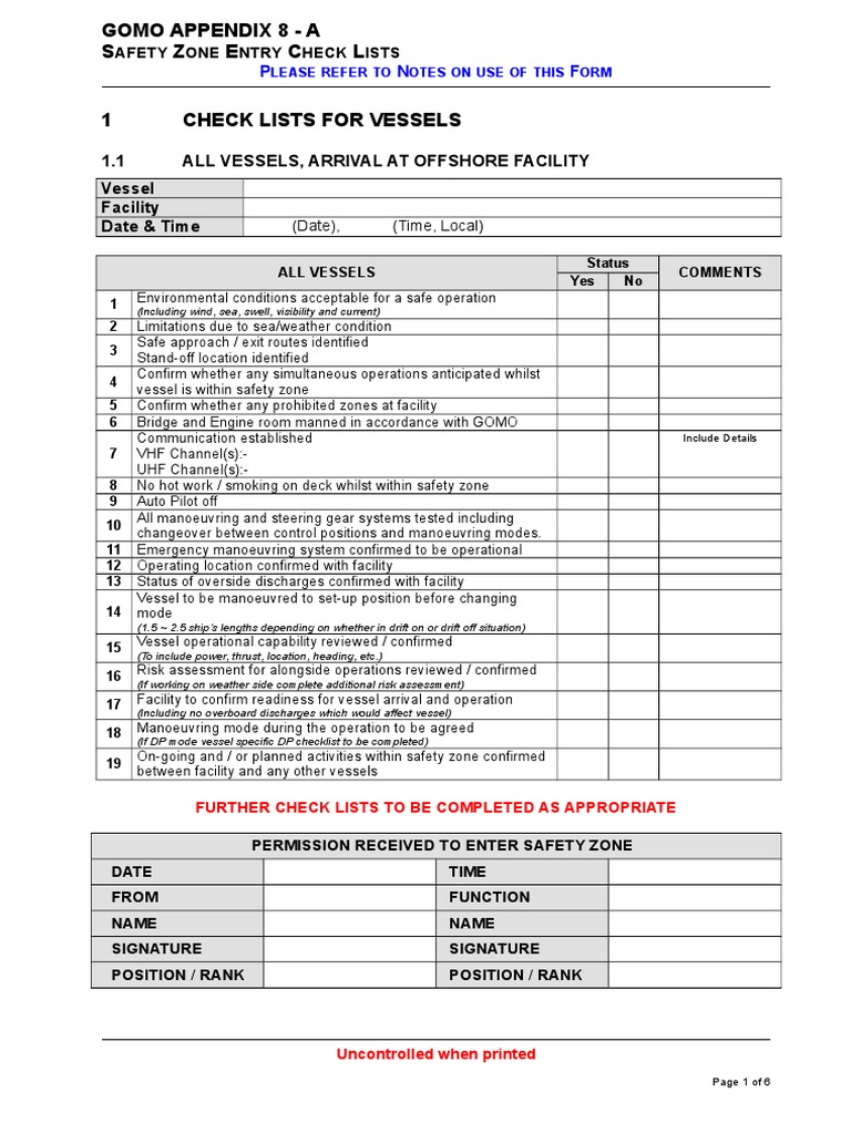 OFFSHORE SAFETY CHECKLIST | PDF | Ships | Crane (Machine)