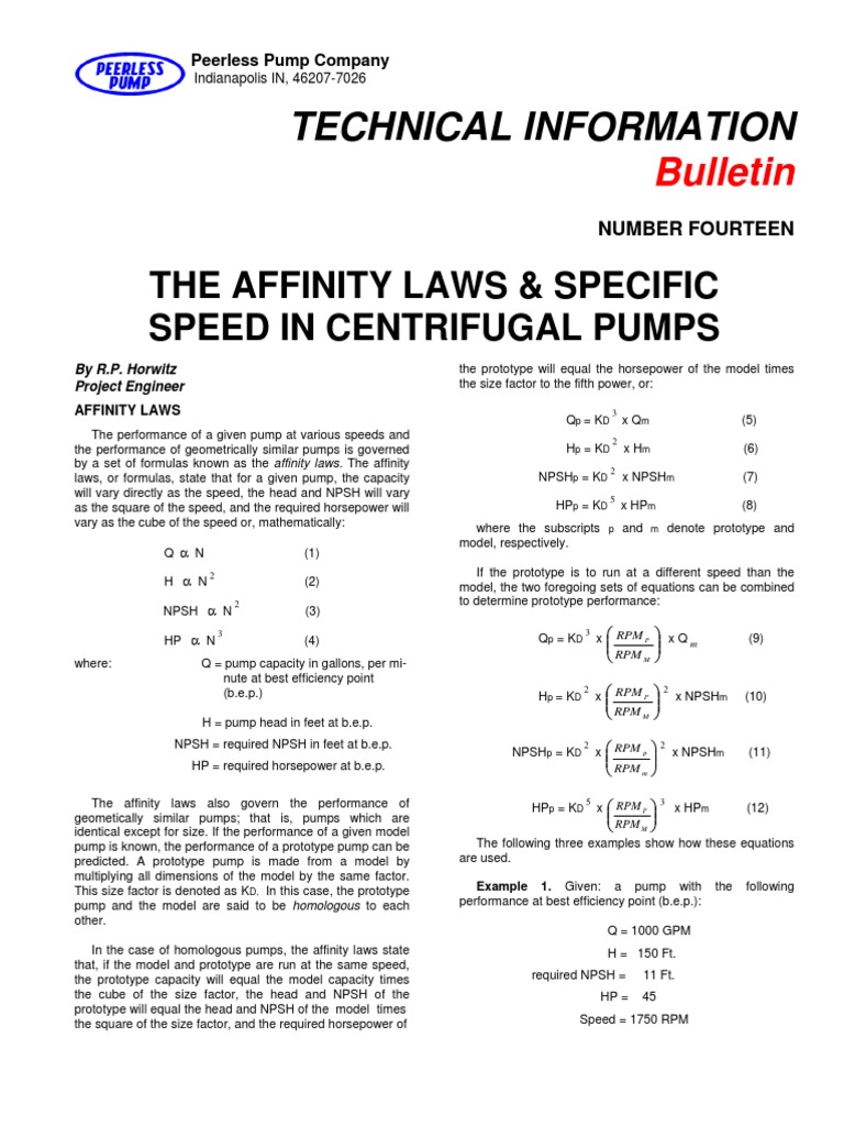 Affinity Laws and Specific Speed in Centrifugal Pumps | PDF | Pump ...