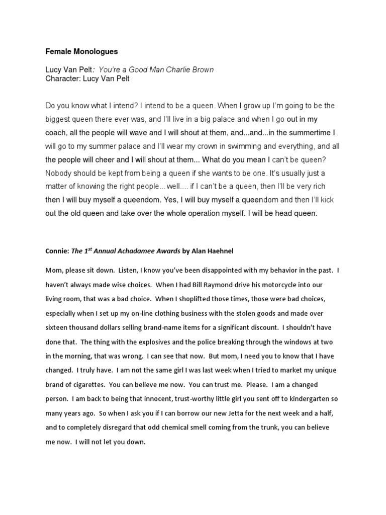 Female Monologues | PDF