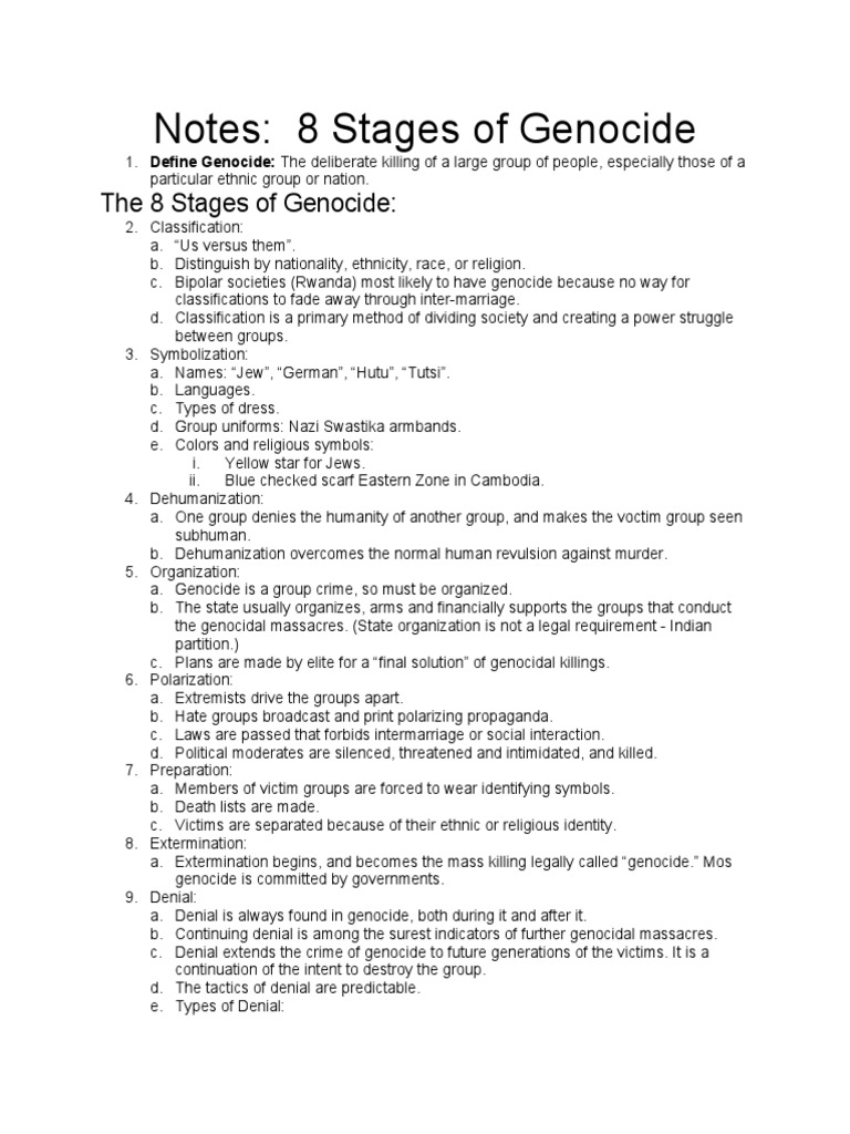 1 8 Stages of Genocide Notes | PDF | Genocides | Human Rights