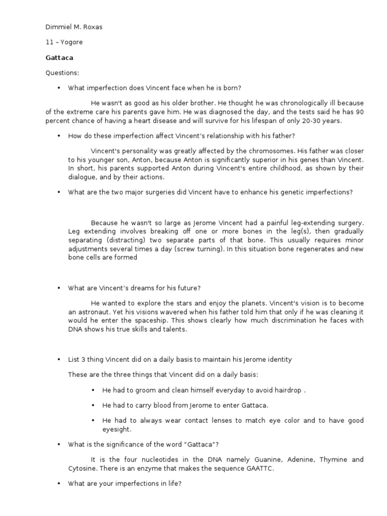 GATTACA Dimmyow | PDF | Dna | Genetics