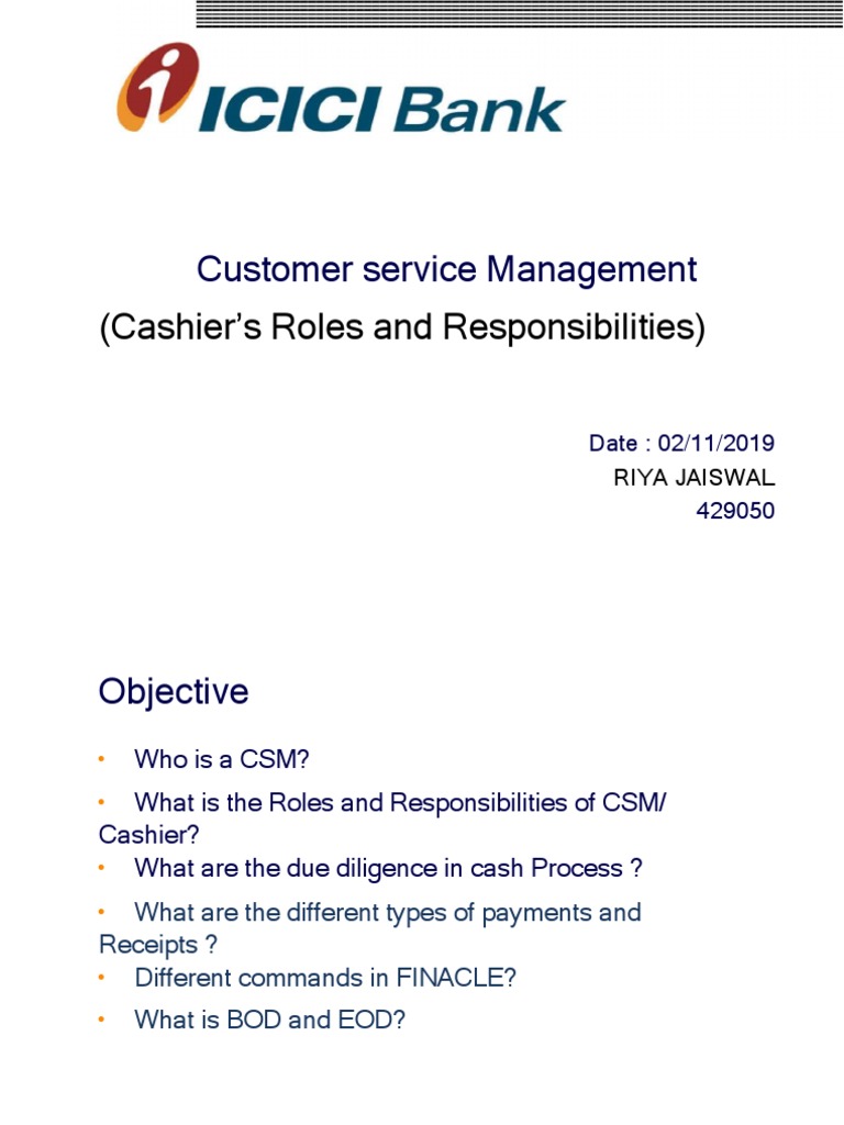 Role of A Cashier | PDF | Cashier | Cheque