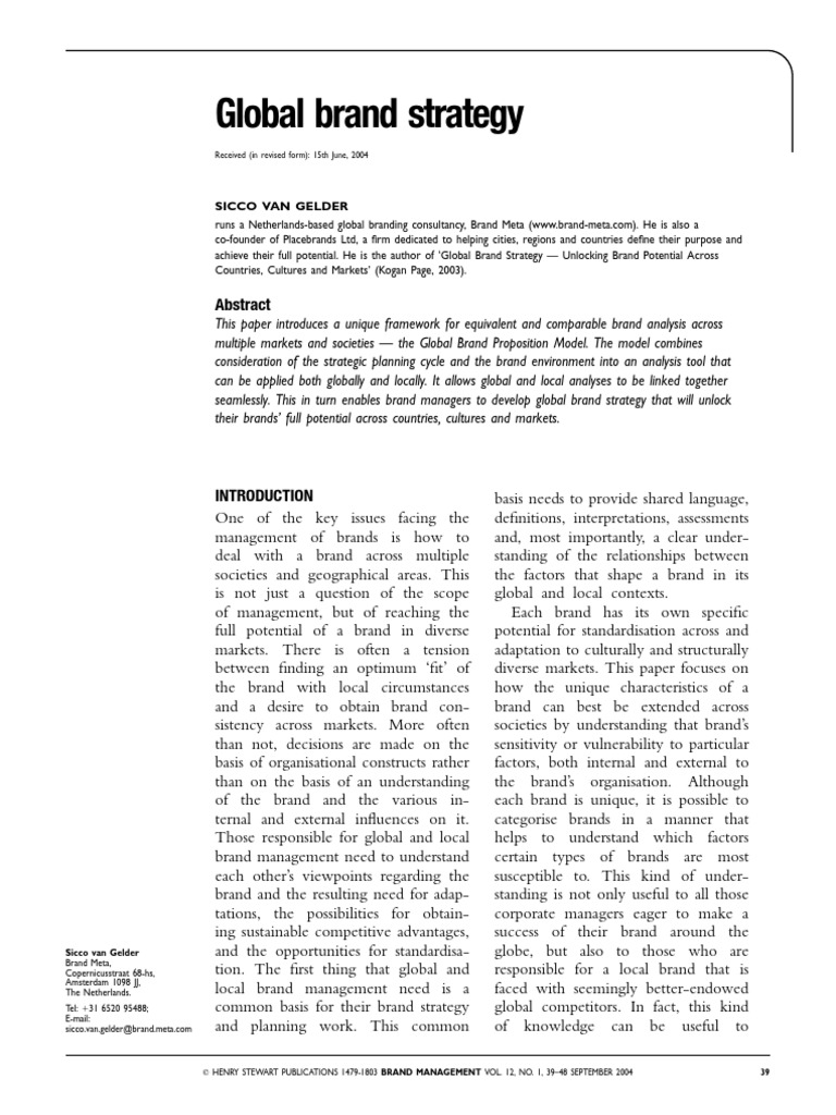 Global Brand Strategy | PDF | Brand | Brand Management