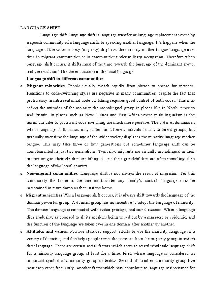 Understanding Language Shift, Maintenance, Death and Loss: A ...