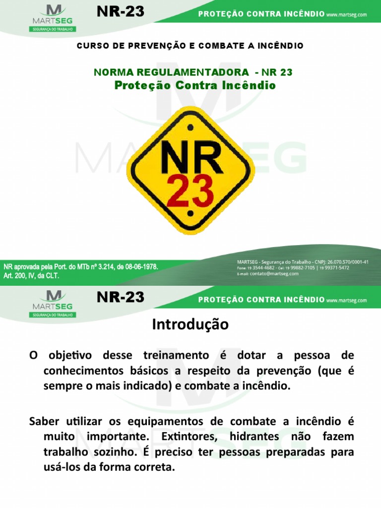 NR 23 Prevenção e Combate A Incêndio | PDF | Oxigênio | Condução térmica