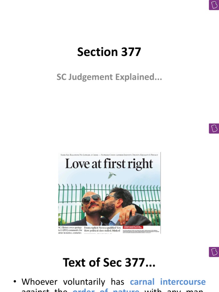 Section 377 | PDF | Identity Politics | Government And Personhood