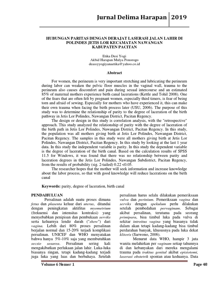 Jurnal Robekan Jalan Lahir | PDF | Animal Female Reproductive System ...