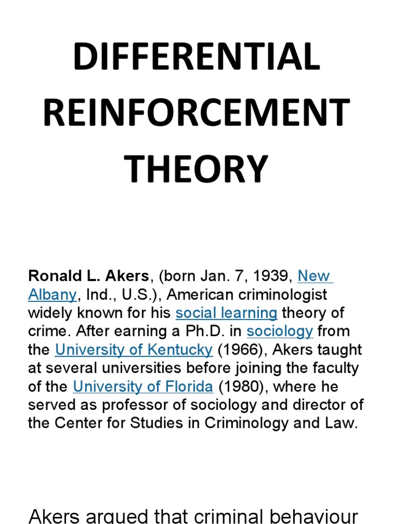 Differential Reinforcement Theory | PDF | Reinforcement | Criminology