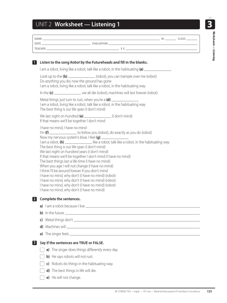 Unit 2 - Worksheets PDF | PDF | Robot | Robotics