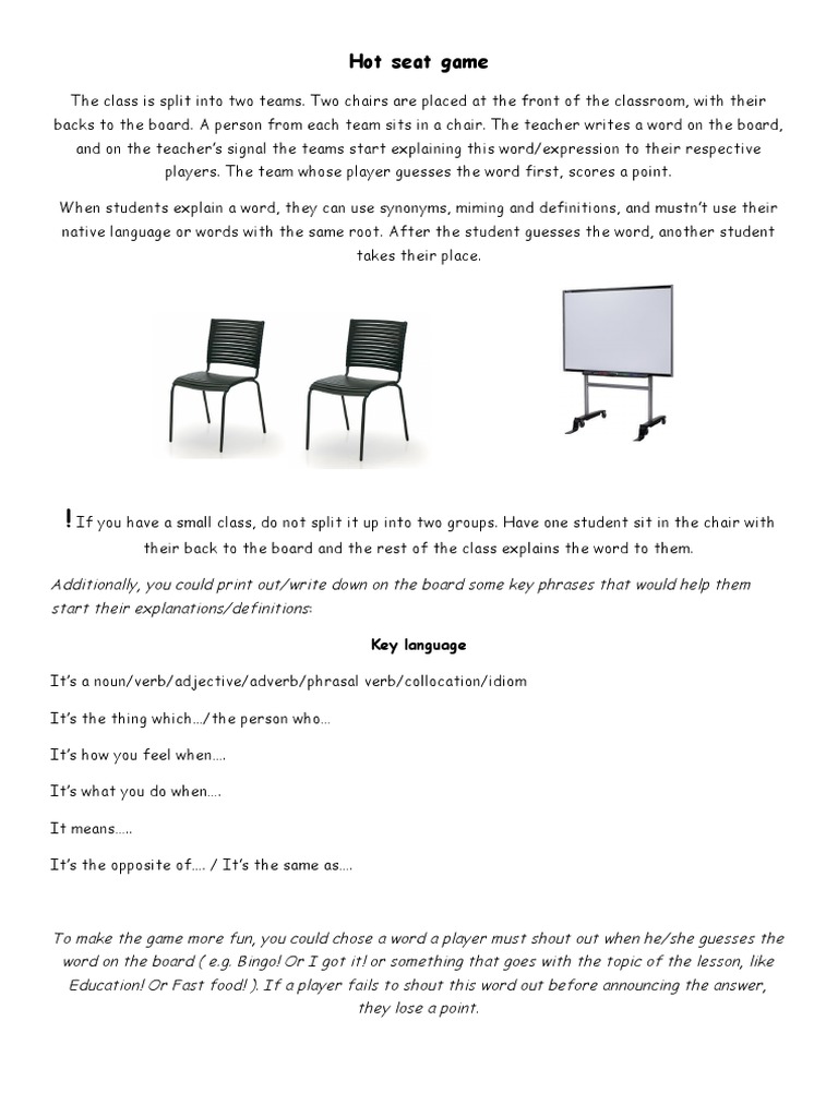 Hot Seat Classroom Game Instructions | PDF
