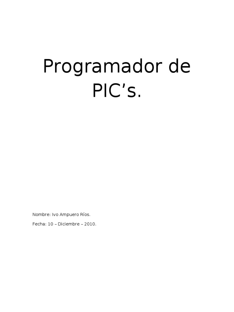 Programador de PICs PIPO2 | PDF | Microcontrolador | Lenguaje ensamblador