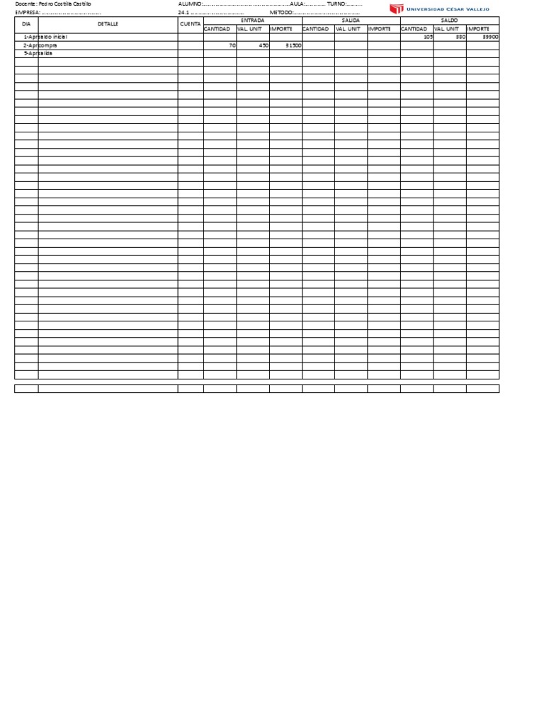 Formato PEPS y UEPS en Excel | PDF