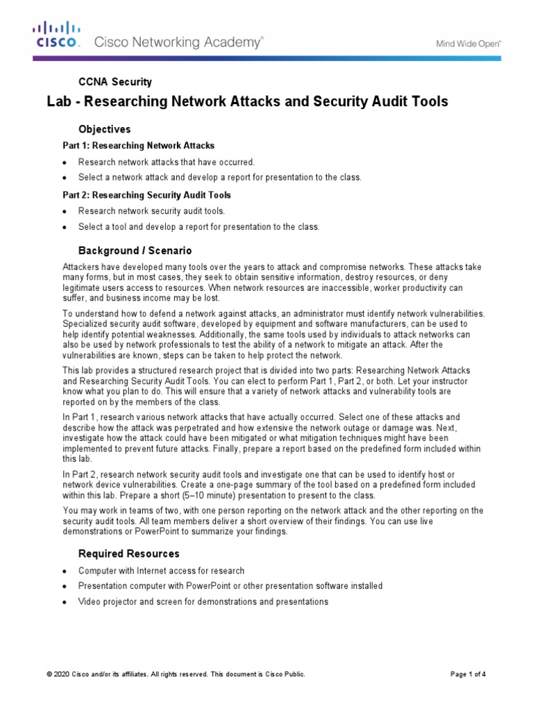 Lab - Researching Network Attacks and Security Audit Tools | PDF | Vulnerability (Computing ...