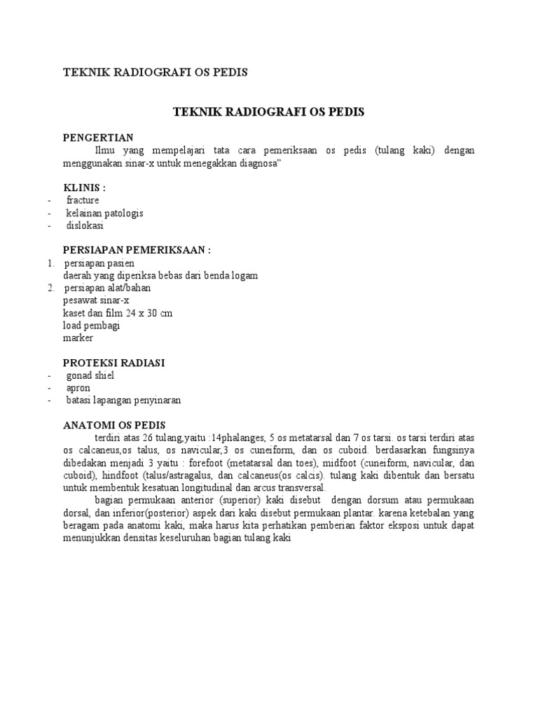 Teknik Radiografi Os Pedis | PDF