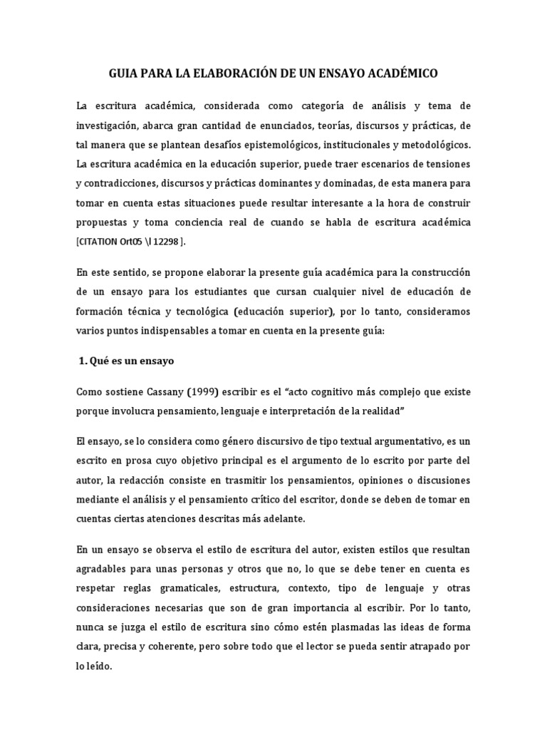 Guia para La Elaboración de Un Ensayo Académico2 | PDF | Ensayos ...