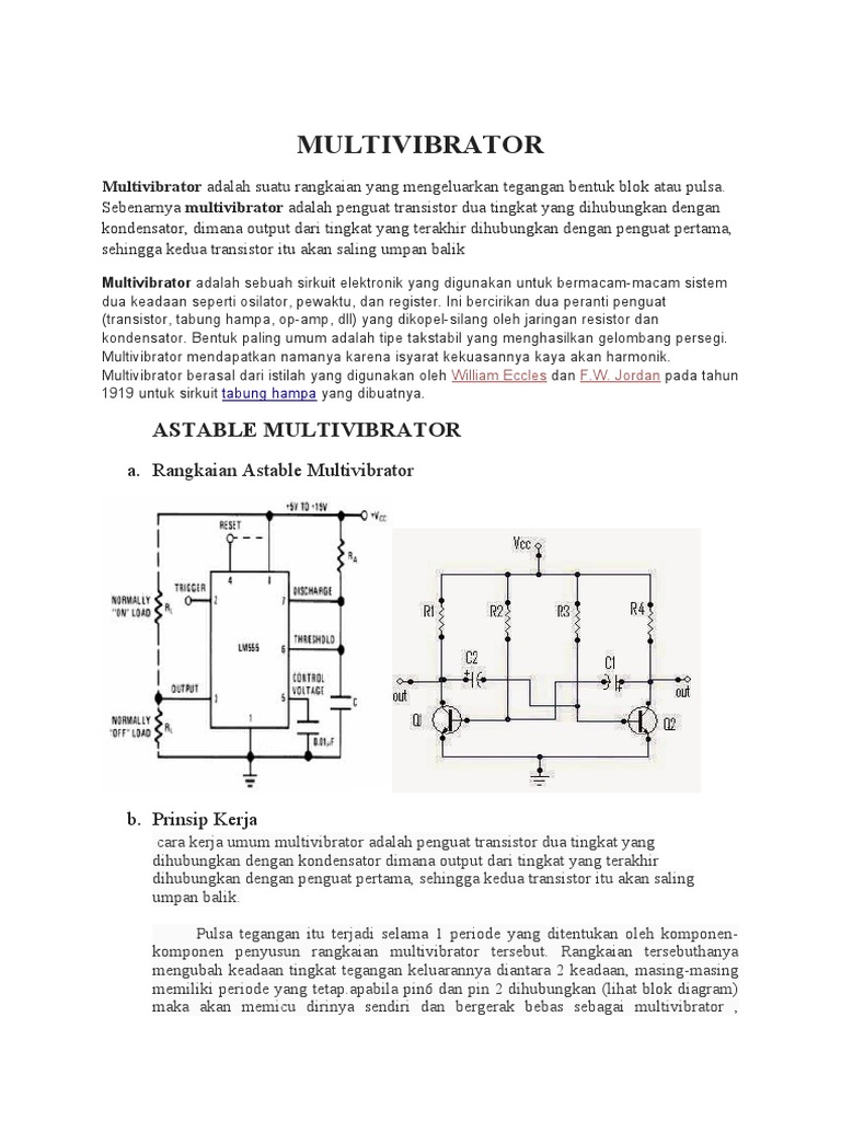 Rangkaian dan Jenis Multivibrator | PDF