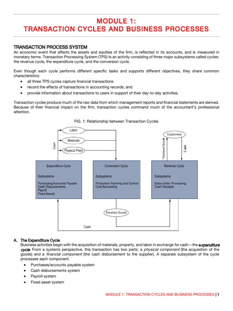 Transaction Cycles in Accounting Processes | PDF | Receipt | Financial ...