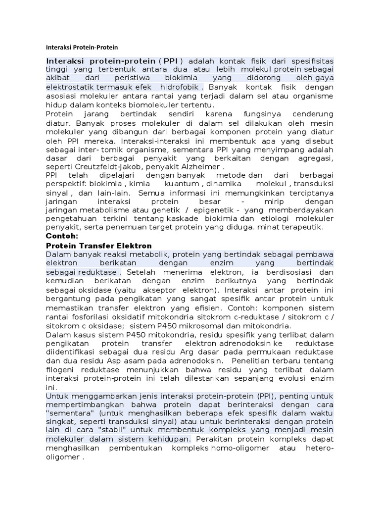 Interaksi Protein-Protein dan Agregasi | PDF