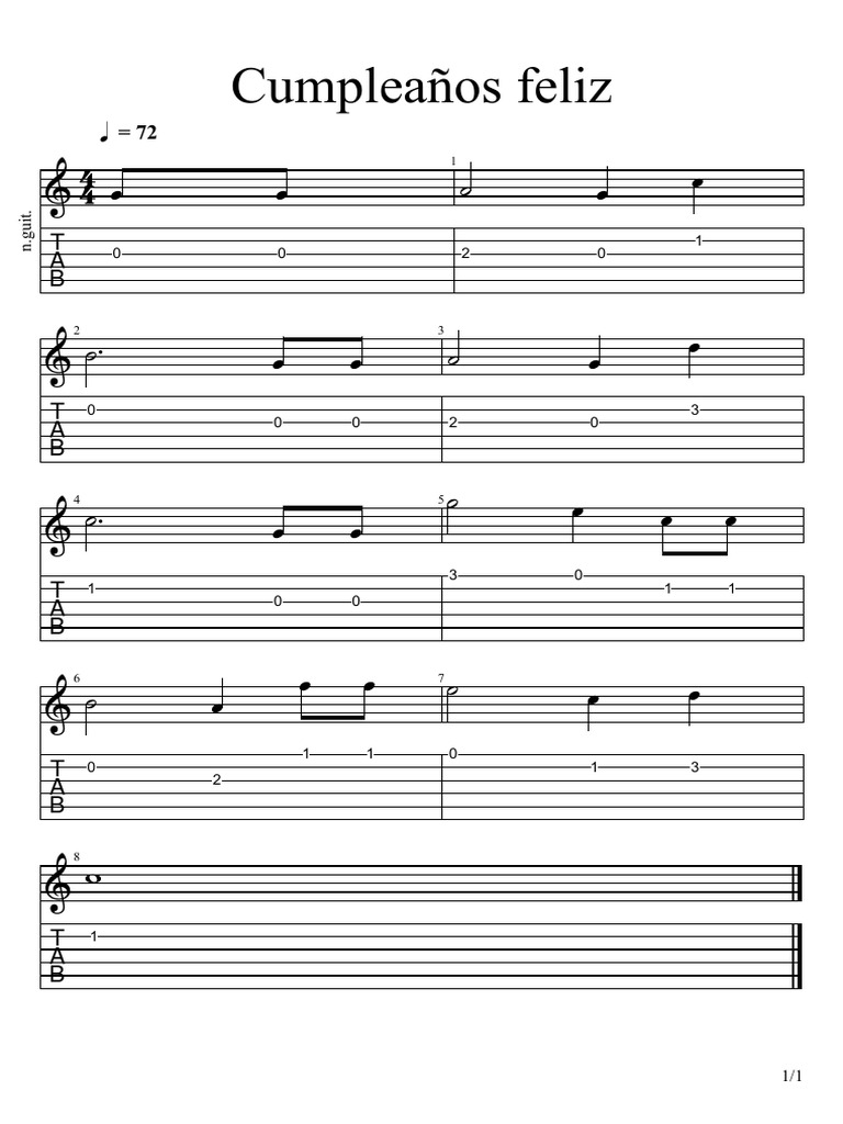 Cumpleaños Feliz Tab | PDF