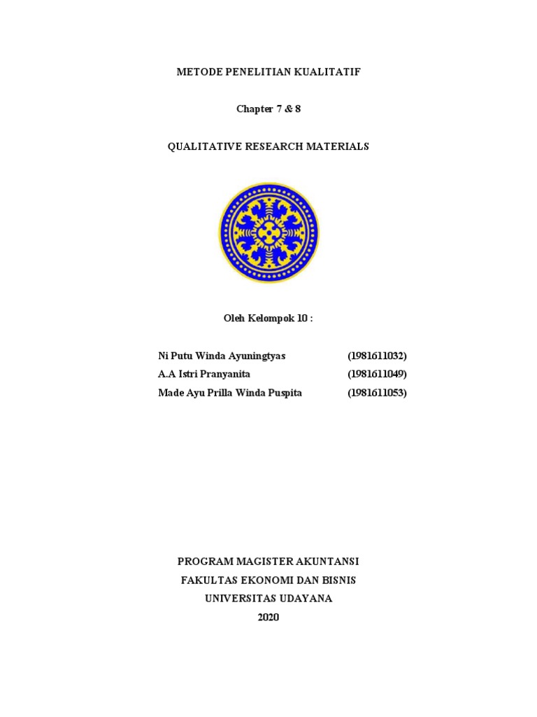 METODE PENELITIAN KUALITATIF CH 7 Dan 8 klp10 | PDF