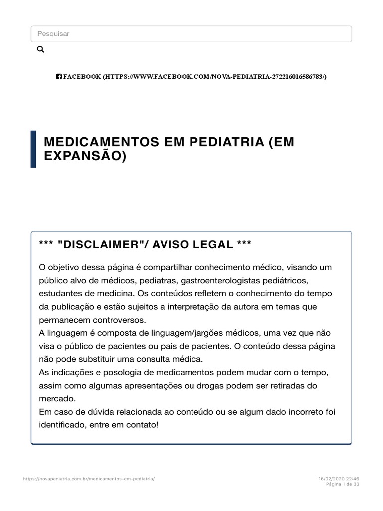 Medicamentos em Pediatria | PDF | Penicilina | Especialidades médicas