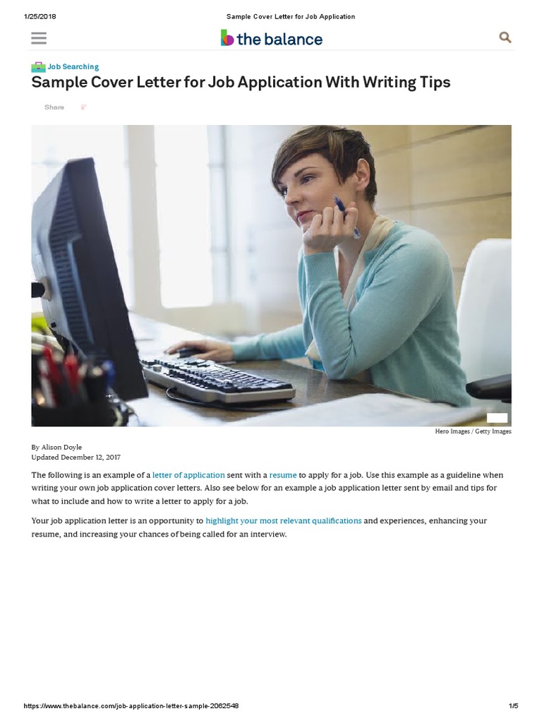 Sample Cover Letter For Job Application | PDF | Résumé | Employment