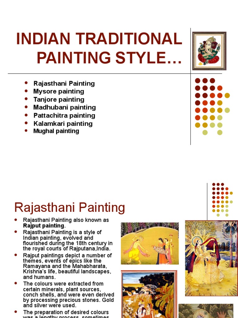 Indian Traditional Painting Styles | PDF | Paintings | Art Media