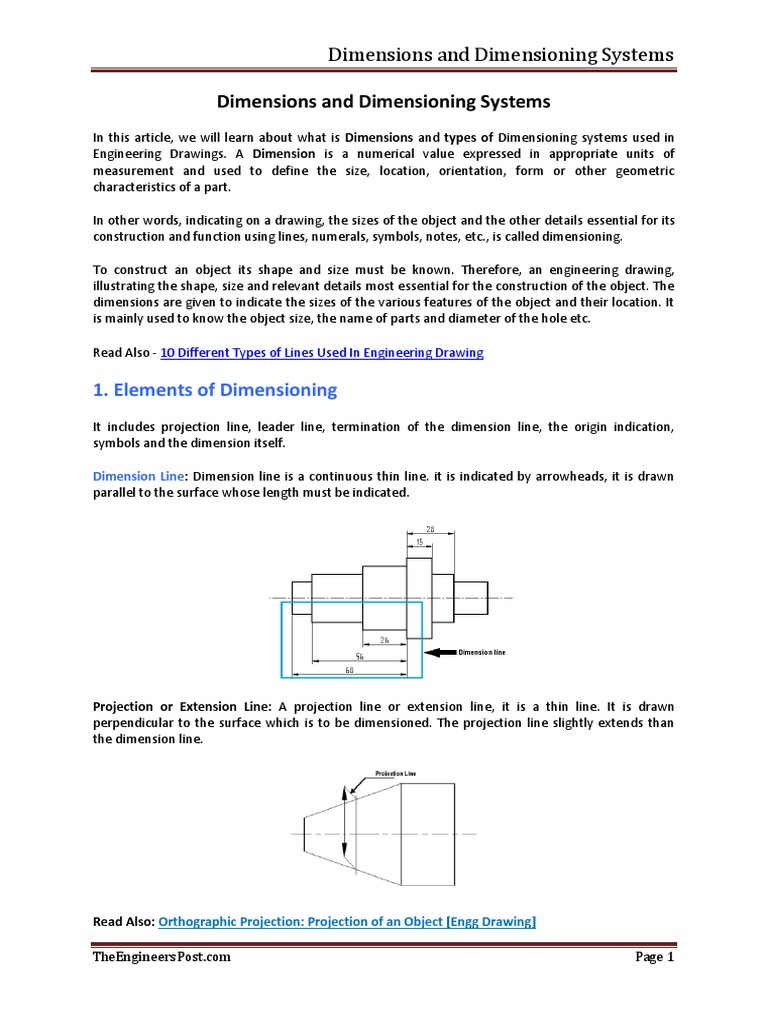 Dimensions and Dimensioning Types PDF | PDF | Dimension | Drawing
