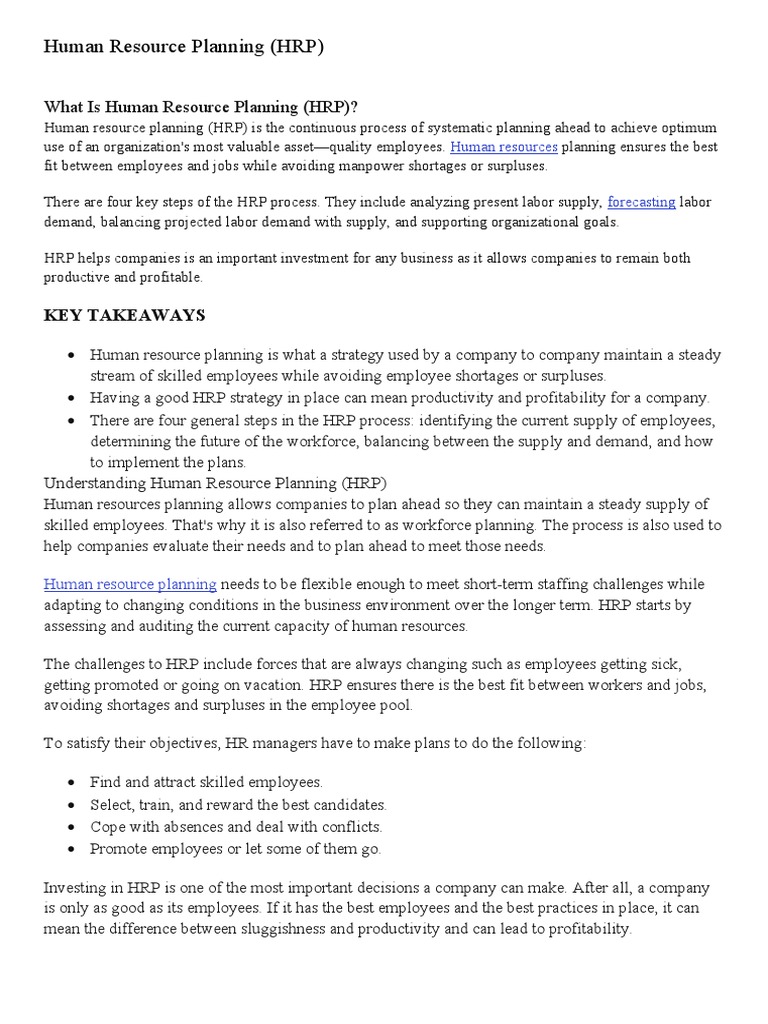 Human Resource Planning | PDF | Human Resources | Systems Psychology
