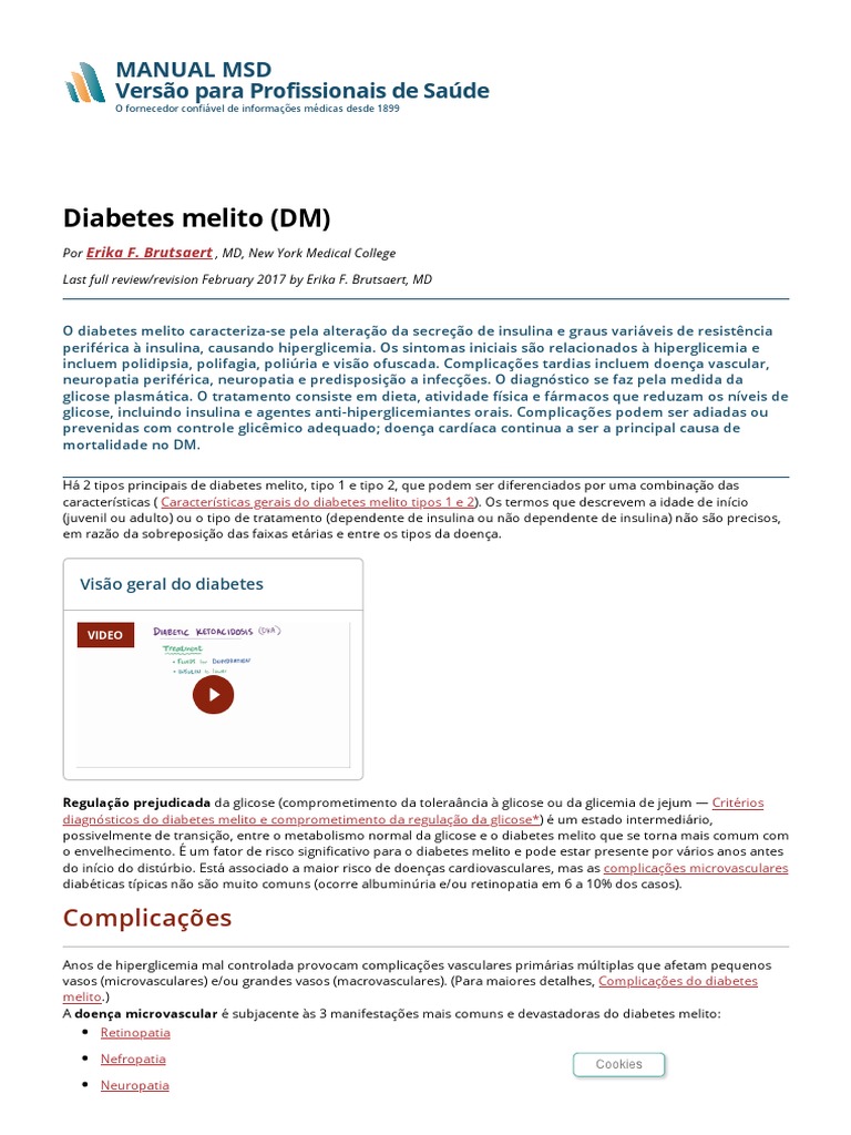 Diabetes Melito (DM) - Distúrbios Endócrinos e Metabólicos - Manuais ...