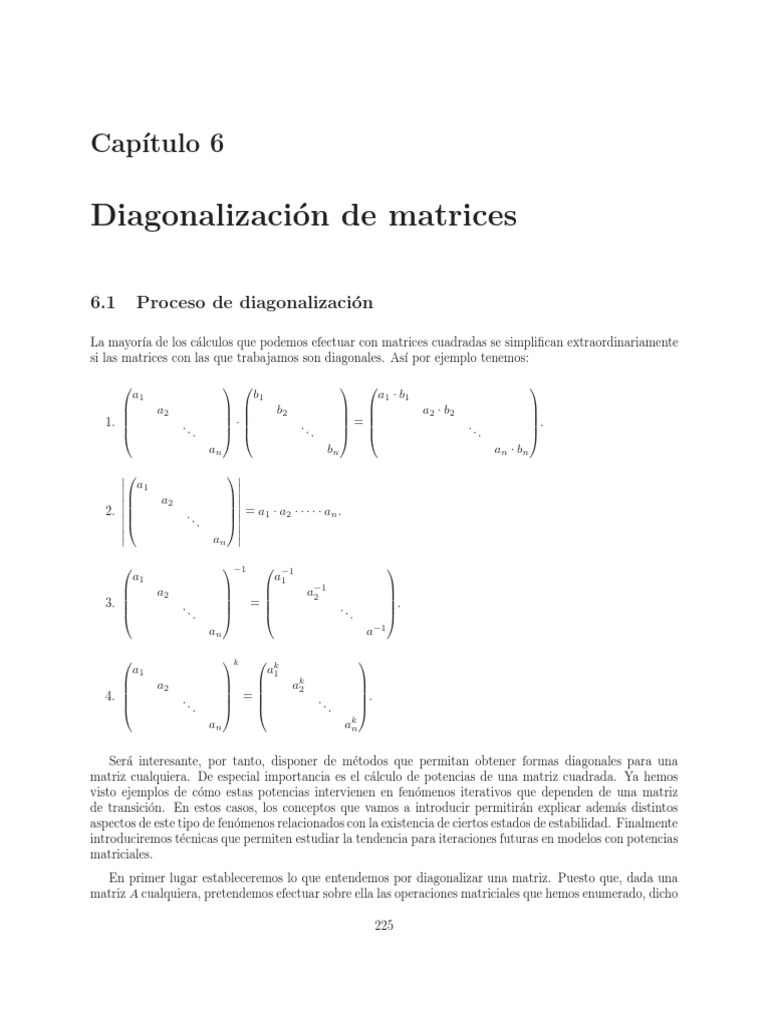 06 Diagonalizacion PDF | PDF | Valores propios y vectores propios | Matriz (Matemáticas)