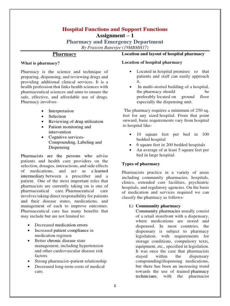 Hospital Functions and Support Functions Assignment | PDF | Emergency ...