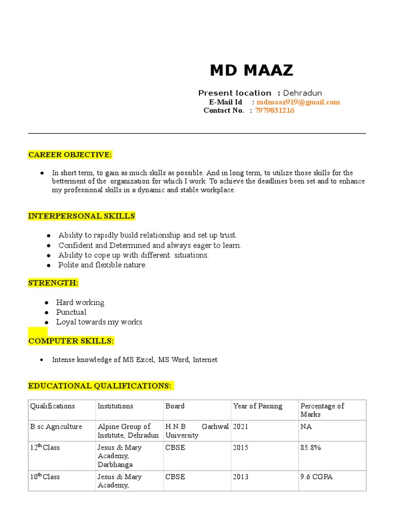 Maaz Resume | Download Free PDF | Learning | Cognition